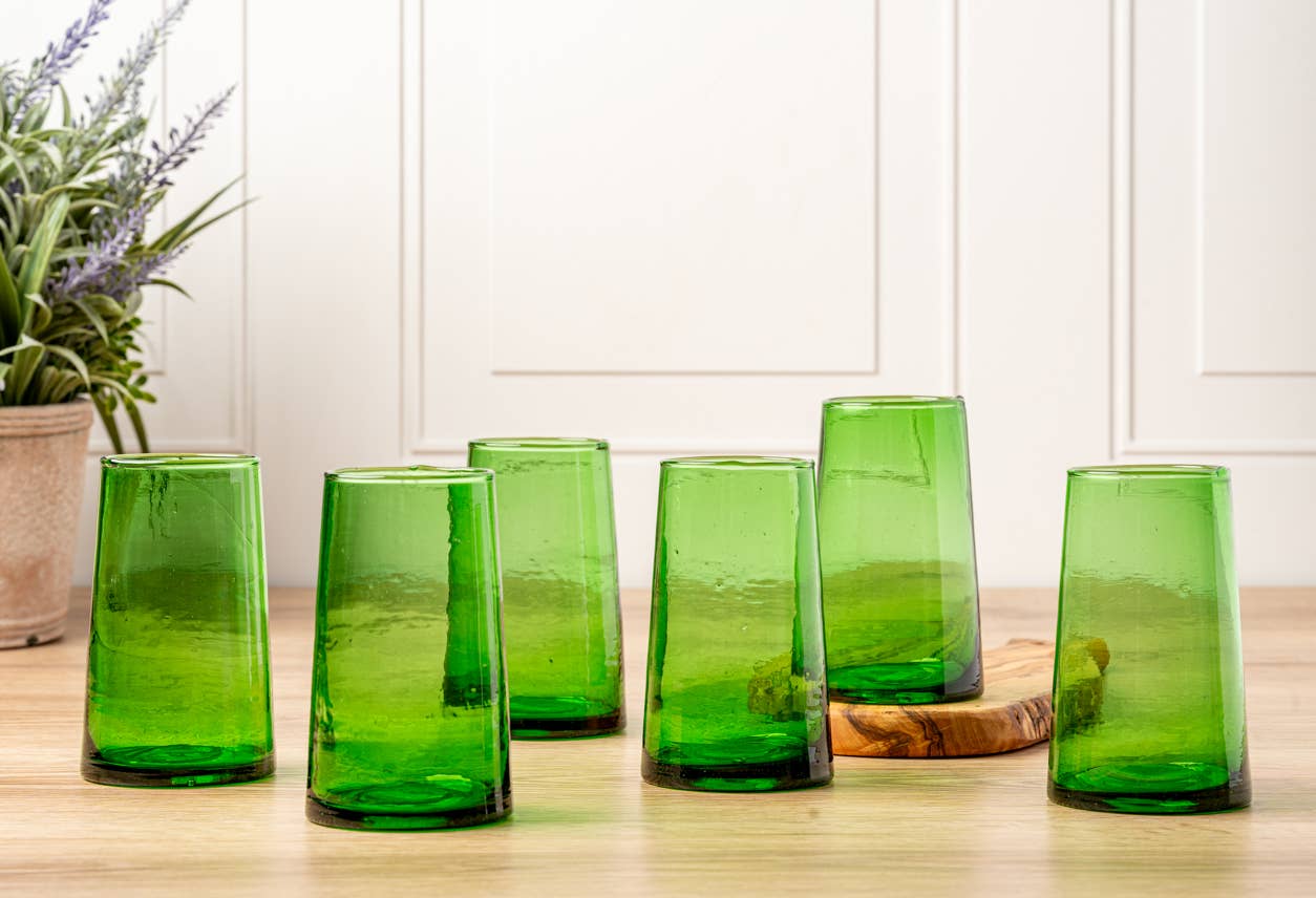 Verve Culture - Moroccan Cone Glassware Large - Green | The Forest Store