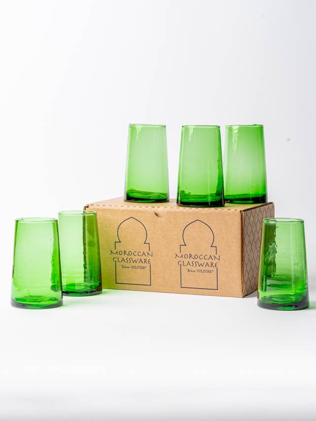 Verve Culture - Moroccan Cone Glassware Large - Green | The Forest Store