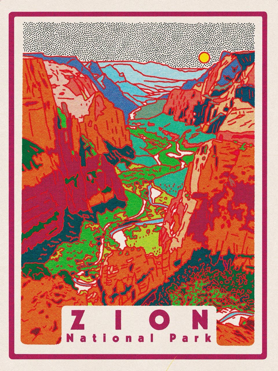 Caroline Clark - Zion National Park 18"x24" Screen Print | The Forest Store