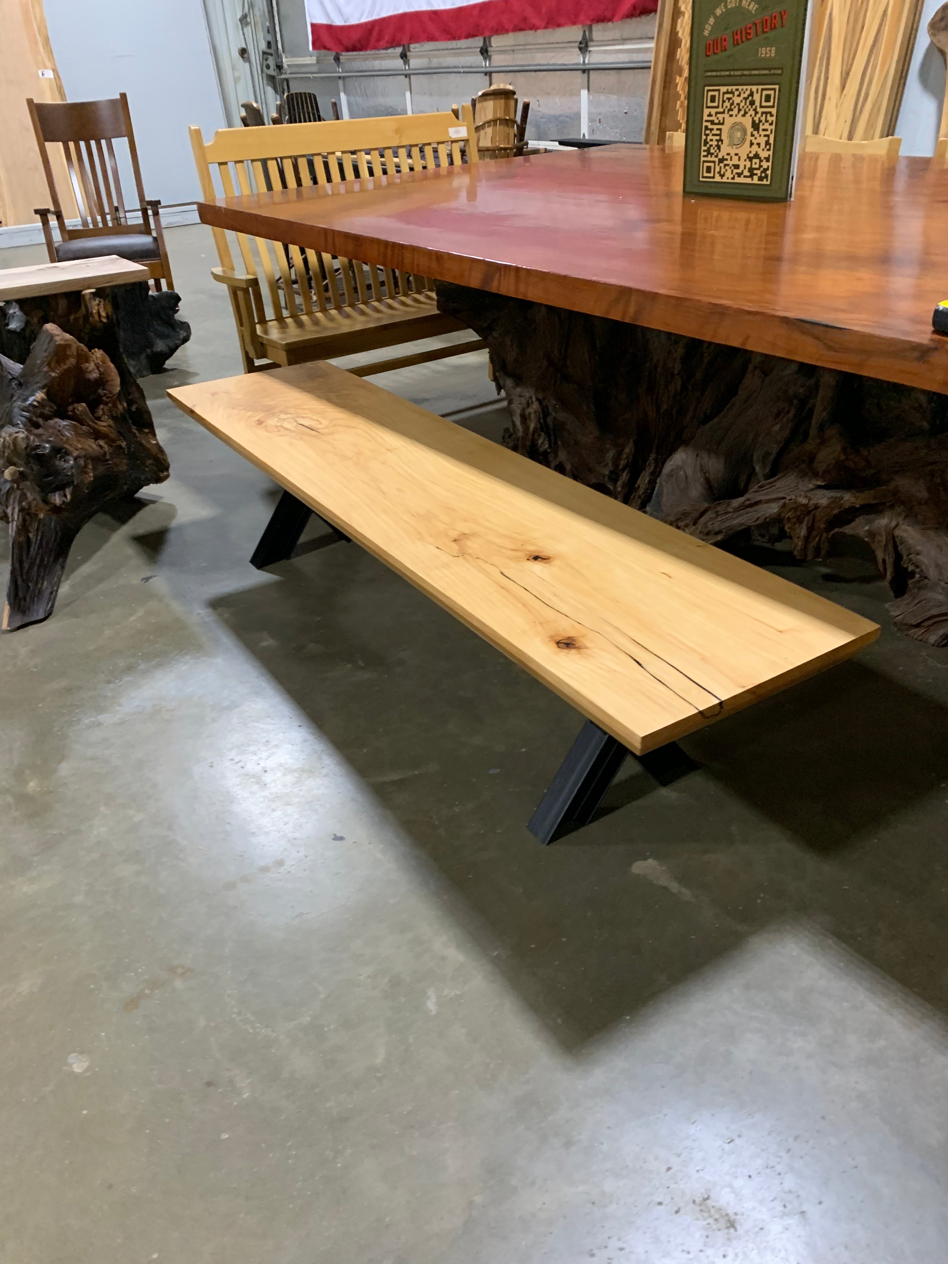 Square Edge Red River Pecan Wood Slab LES-384 | The Forest Store
