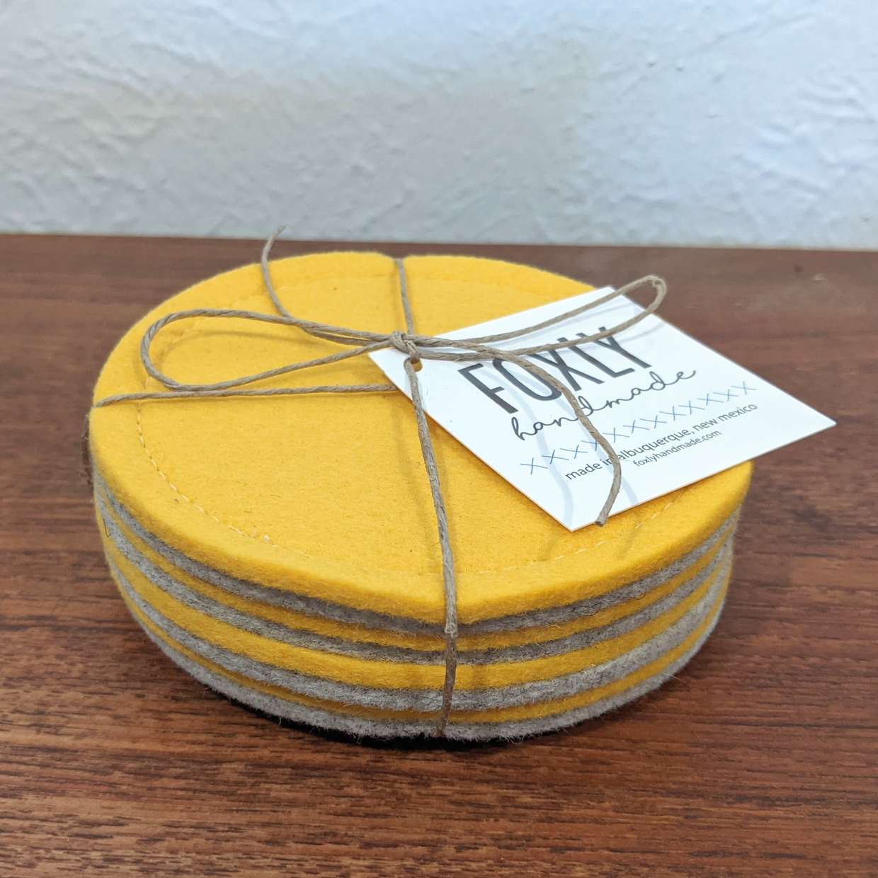 Foxly Handmade Wool Coaster- Yellow - Set of 4 | The Forest Store
